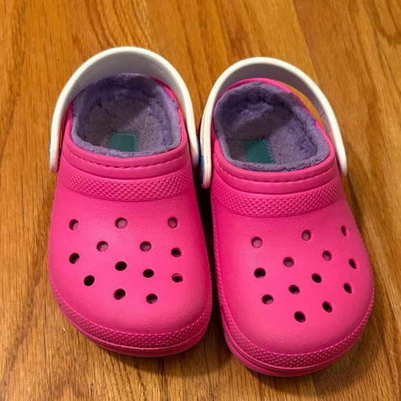 CROCS | Shoes | Crocs Classic Lined Clogs Pink And Purple With White ...